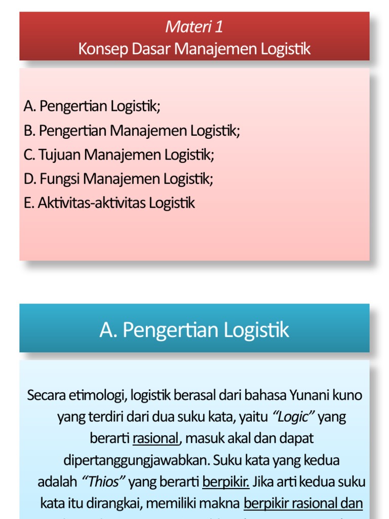 Materi 1 Konsep Dasar Manajemen Logistik | PDF