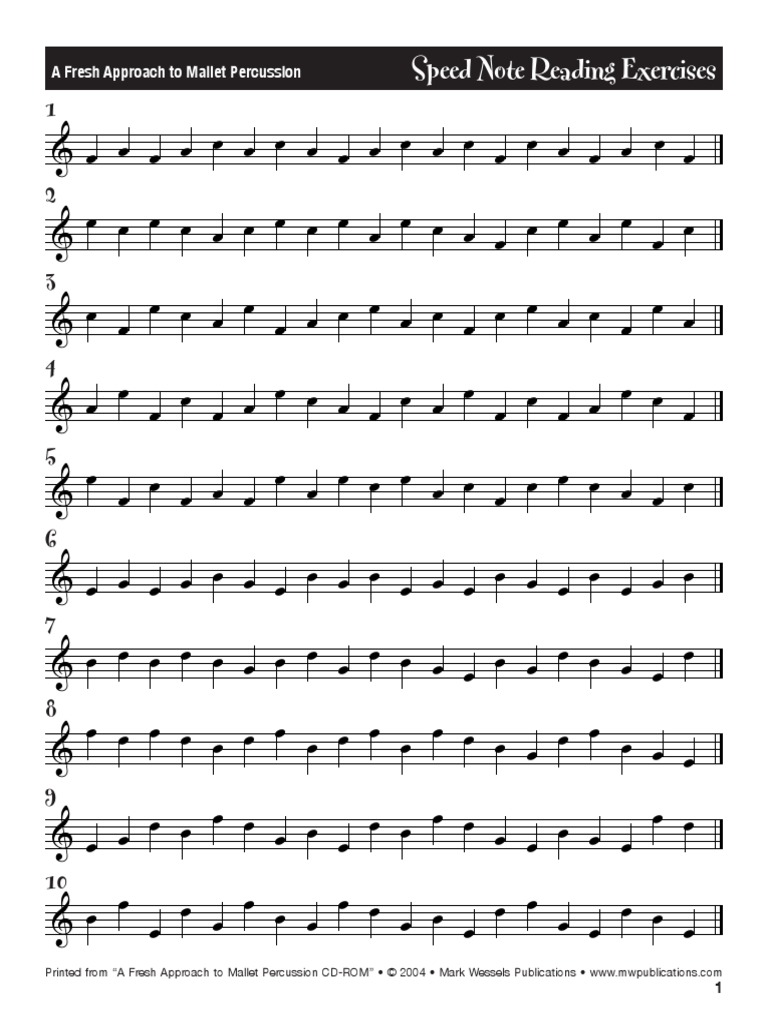 Speed Note Reading | Download Free PDF | Percussion Instruments ...