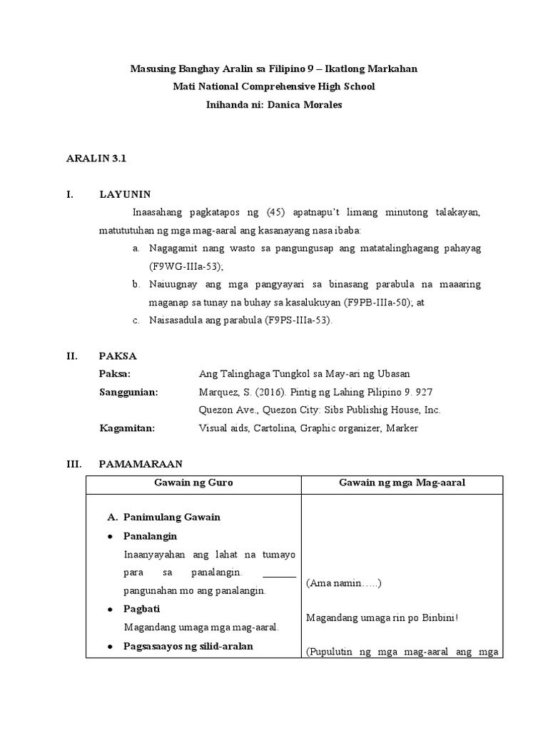 Banghay Aralin | PDF