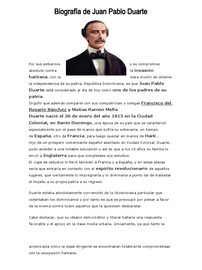 Juan Pablo Duarte | PDF | República Dominicana