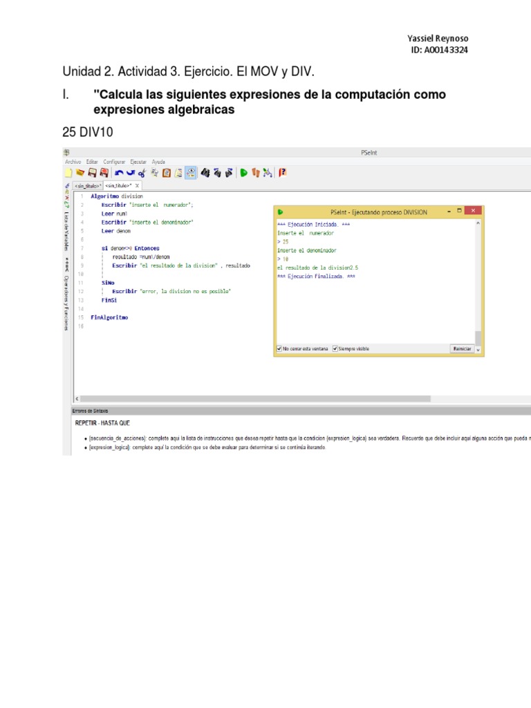 Reynoso-yassiel-Ejercicio. El MOV y DIV | PDF