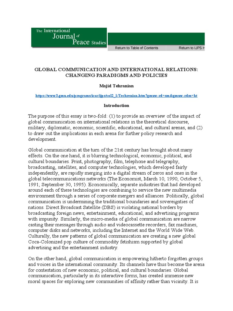 Global Communication and International Relations, Changing Paradigms ...