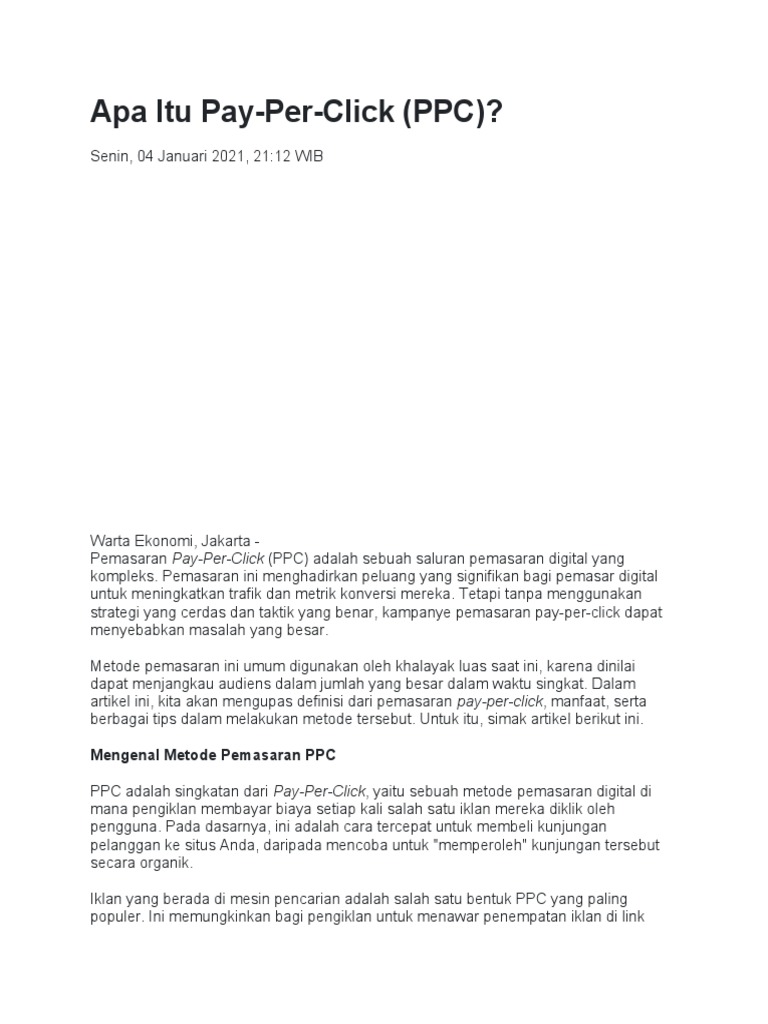Apa Itu Pay Per Click (PPC) | PDF