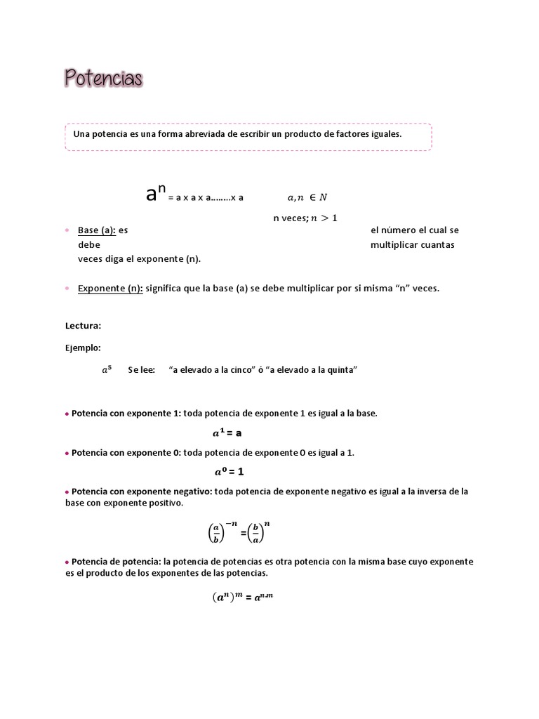 9 Potencias | PDF | Exponenciación | Multiplicación