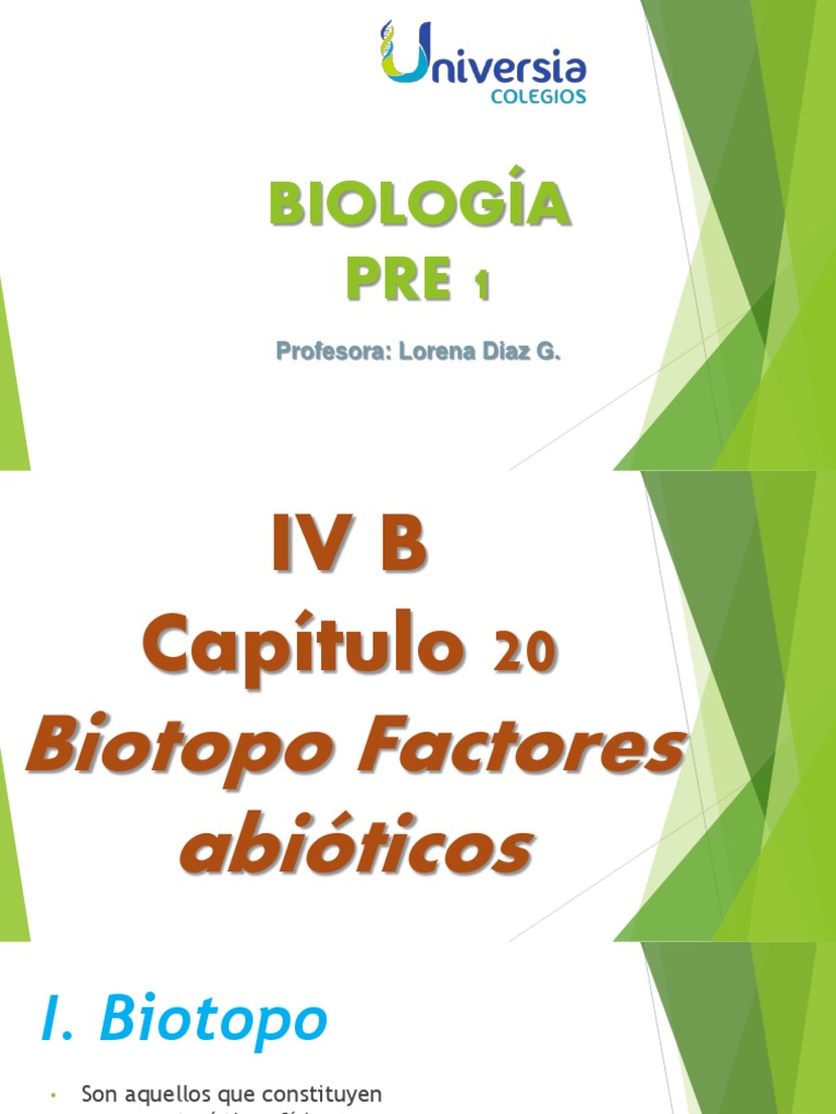 Pre 1 Cap 20 Biotopo Factores Abioticos | PDF | Agua | Suelo