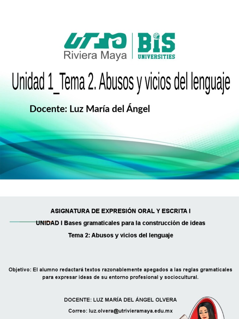 U1T2 Abusos y Vicios Del Lenguaje | PDF | Oración (Lingüística) | Gramática