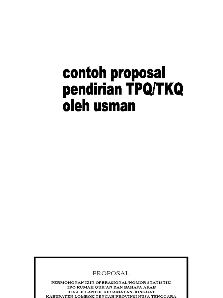 Contoh Proposal Pendirian TPQ TKQ | PDF