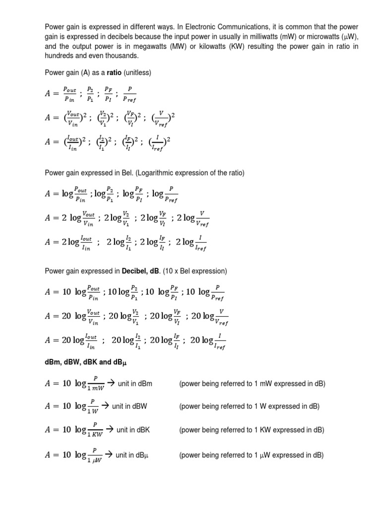 DB Calculations | PDF | Decibel | Watt