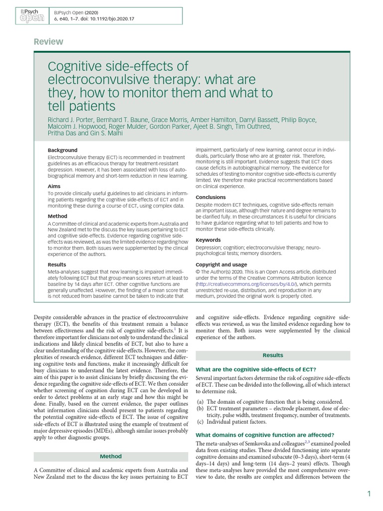 ECT Side Effect | PDF | Electroconvulsive Therapy | Memory