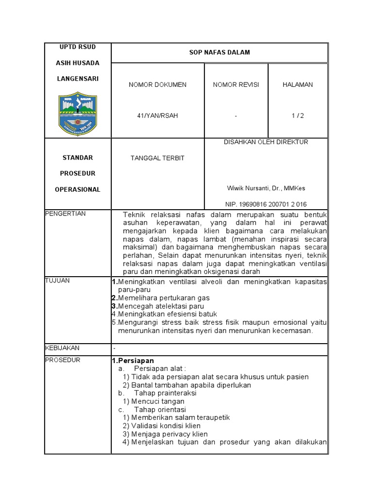 SOP Nafas Dalam | PDF