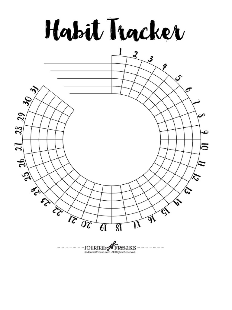 Circular 31 Day Habit Tracker Printable - Journal Freaks | PDF