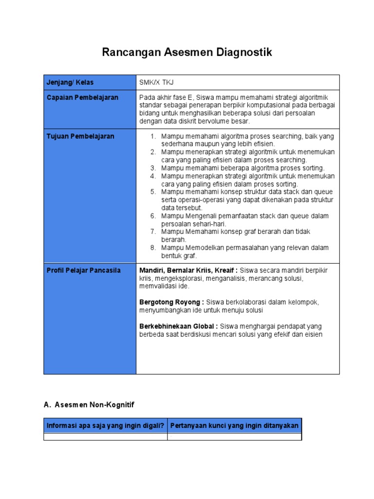 Rancangan Asesmen Diagnostik | PDF
