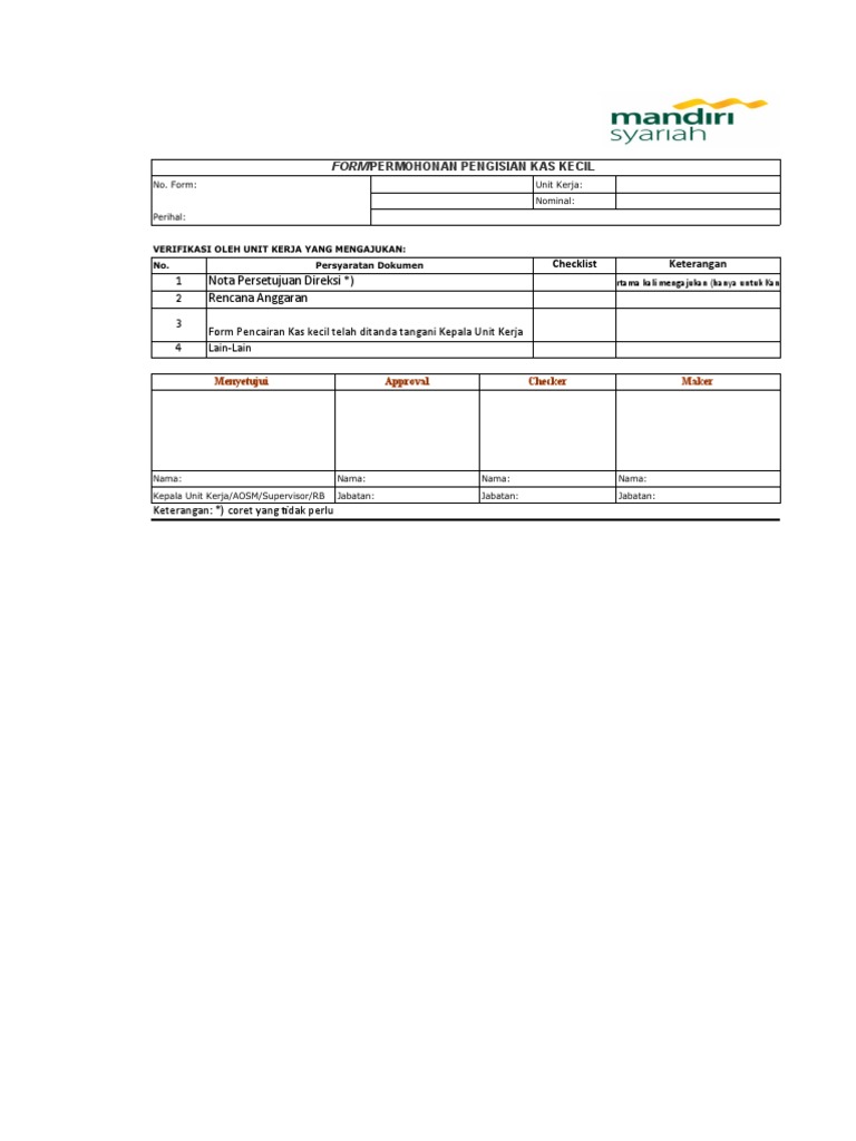 Form Petty Cash | PDF