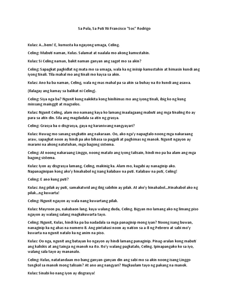 Sa Pula Sa Puti Script | PDF