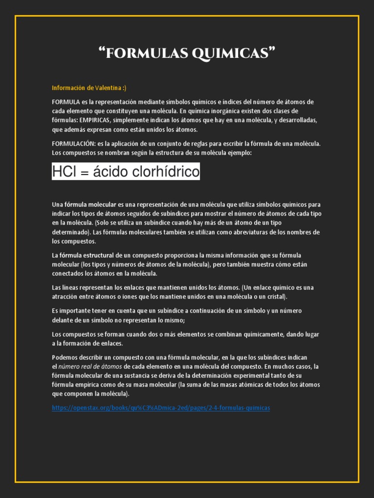 Formulas Quimicas | PDF | Moléculas | Compuestos químicos