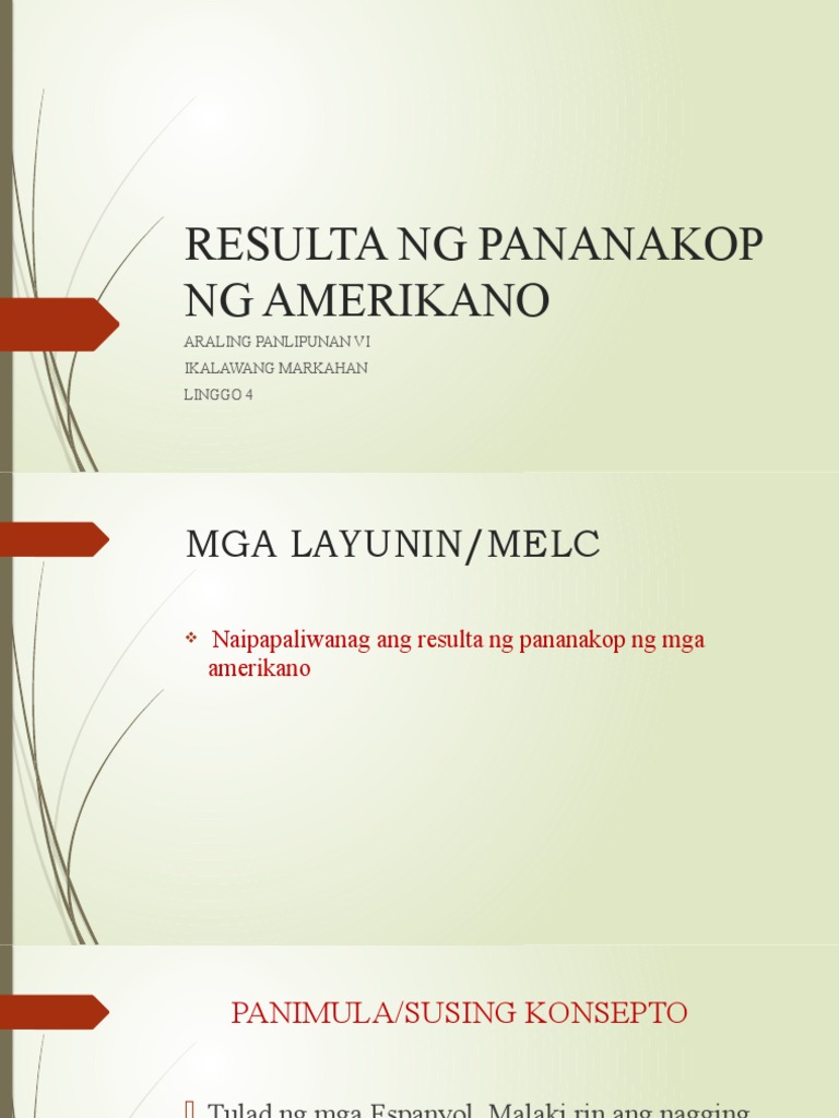 Resulta NG Pananakop NG Amerikano | PDF