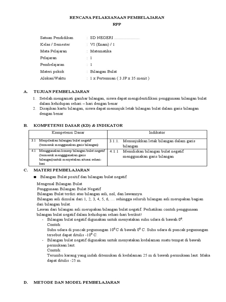 RPP MTK Kls 6 2022 | PDF