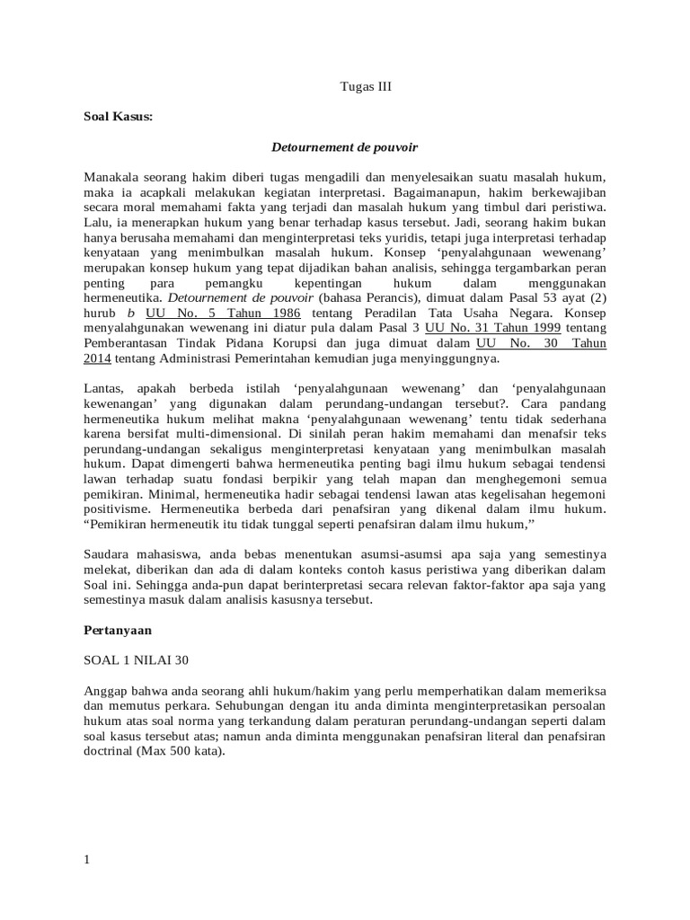 Tugas 3 - Interpretasi Dan Penalaran Hukum HKUM4401 | PDF