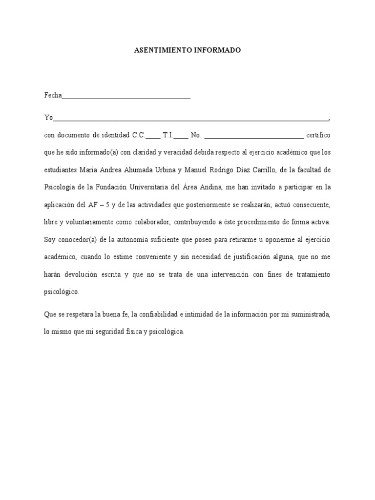 Asentimiento Informado | PDF