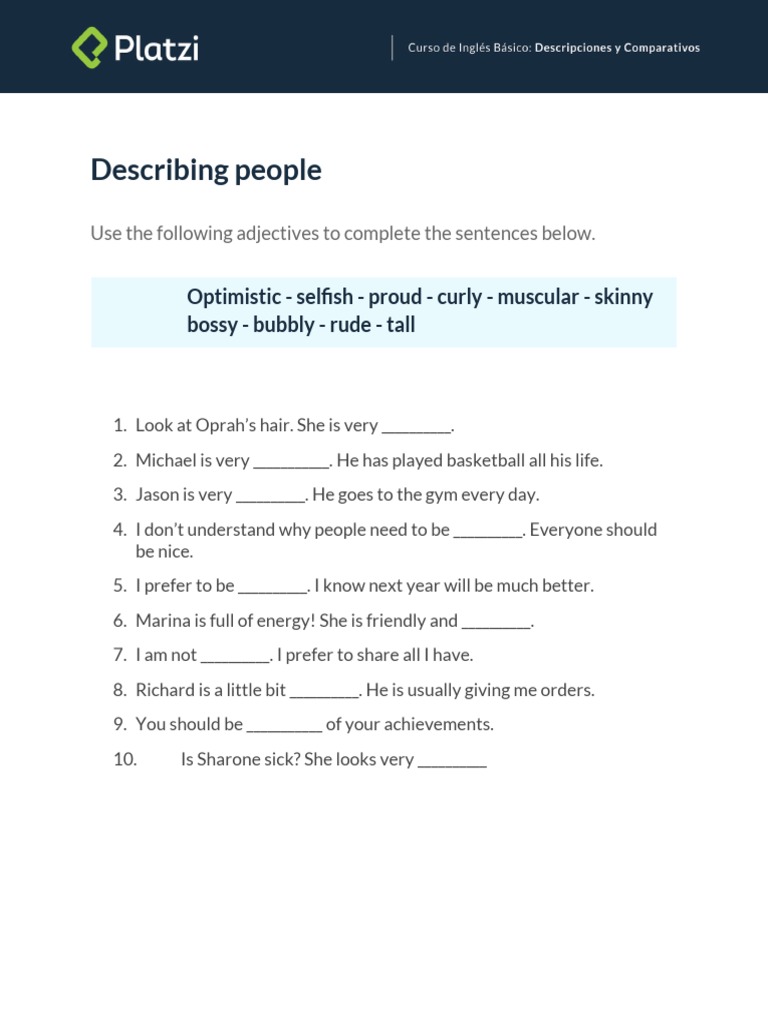 Describing-People-Worksheet | PDF