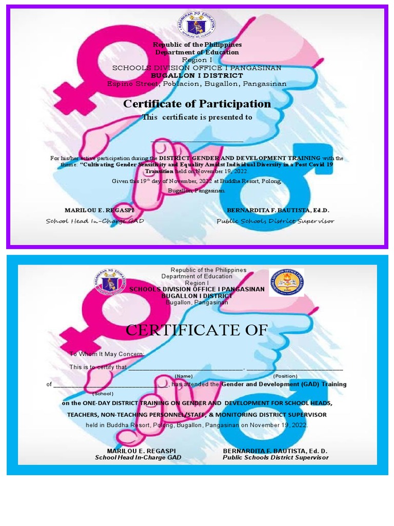 Certificate of ParticipationAppearance GAD 2022 | PDF