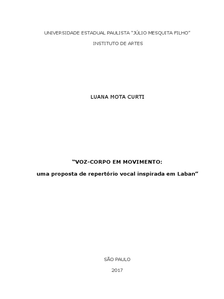 Voz-Corpo: Repertório Vocal Laban | PDF | Mente | Canto