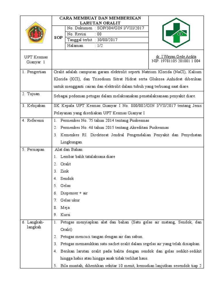 Panduan Pembuatan Larutan Oralit | PDF