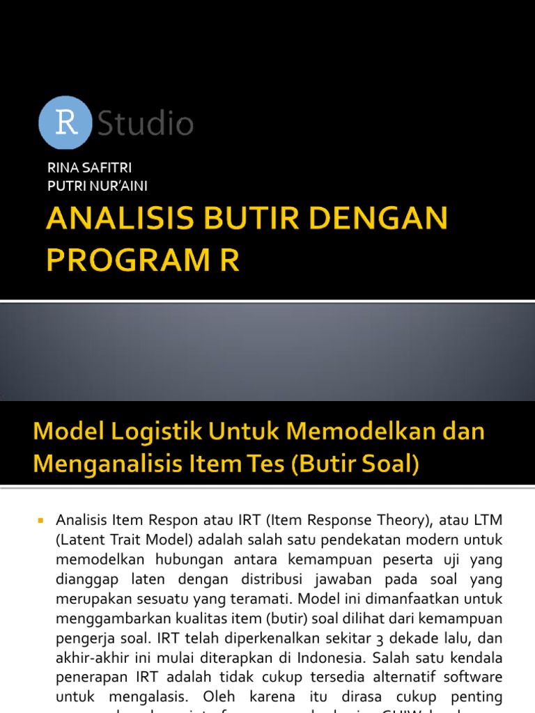 Analisis Butir Dengan Program R | PDF