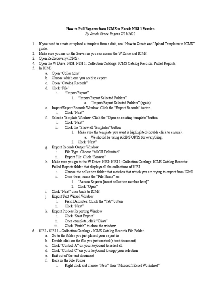 How To Pull Reports Icms To Excel Nisi 1 | PDF | Computer File | Double ...