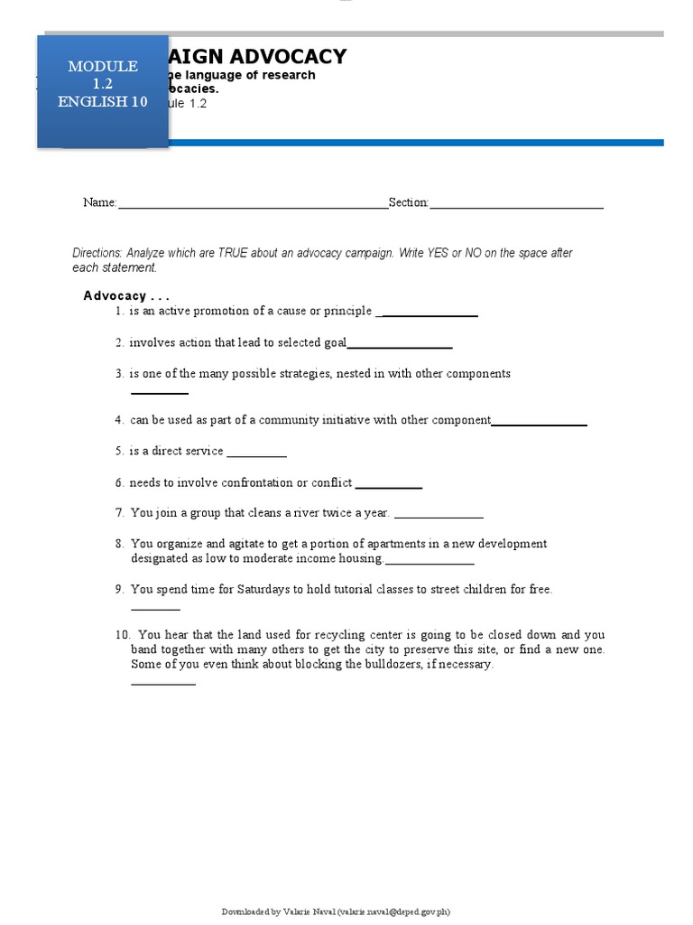 English 12 Worksheet | PDF