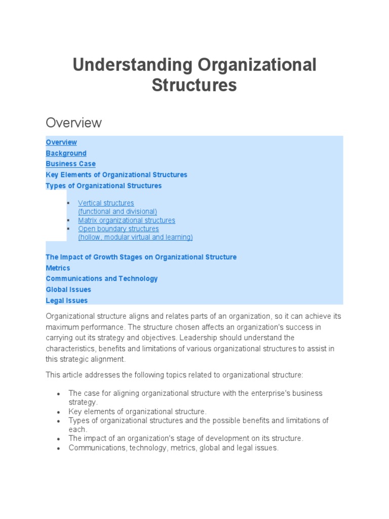 Understanding Organizational Structures | PDF