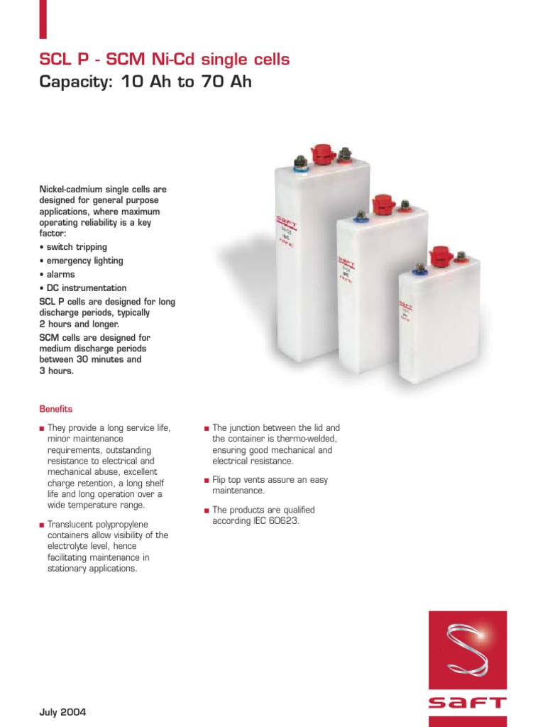 Batteries Ni-CD Saft SCL P - SCM | PDF | Electrical Engineering | Electricity
