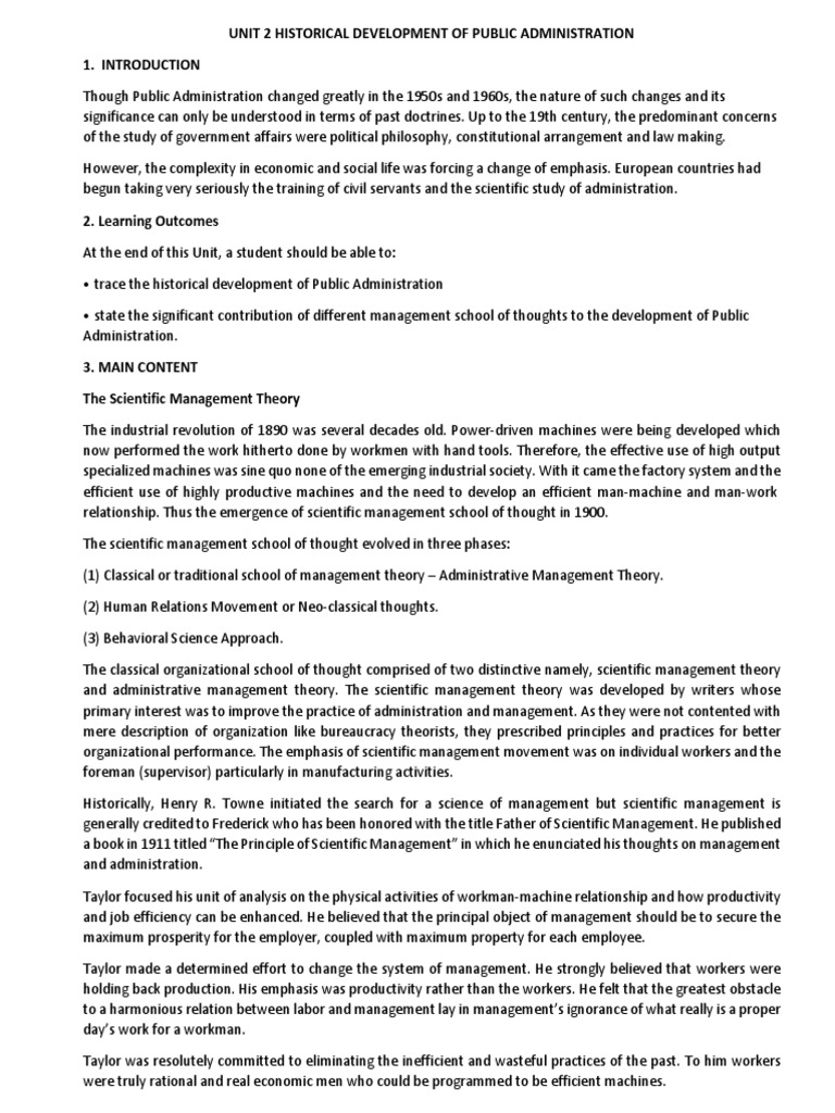 Module 1. Unit 2 - Historical Development of Public Administration ...