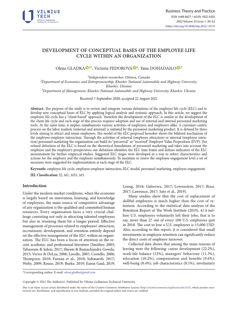 Development of Conceptual Bases of The Employee Life Cycle Within An ...