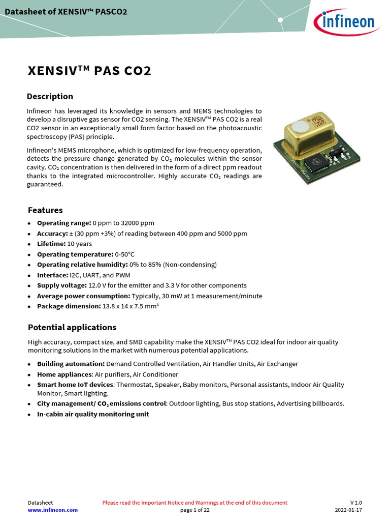 Infineon EVAL - PASCO2 - SENSOR DataSheet v01 - 00 EN | PDF ...