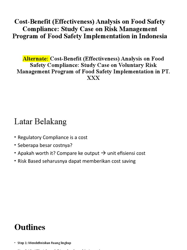Cost Benefit Analysis On Food Safety Compliance | PDF | Cost–Benefit Analysis | Business