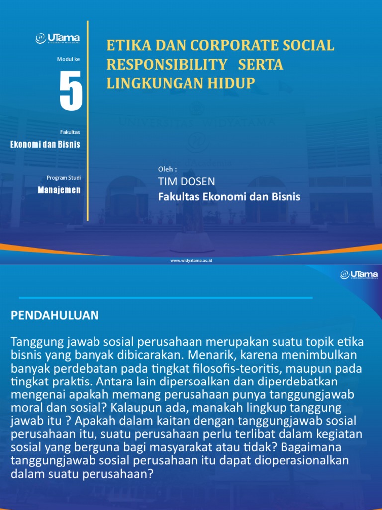 Business Ethics GCG Pertemuan 5 CSR Ling Hidup | PDF