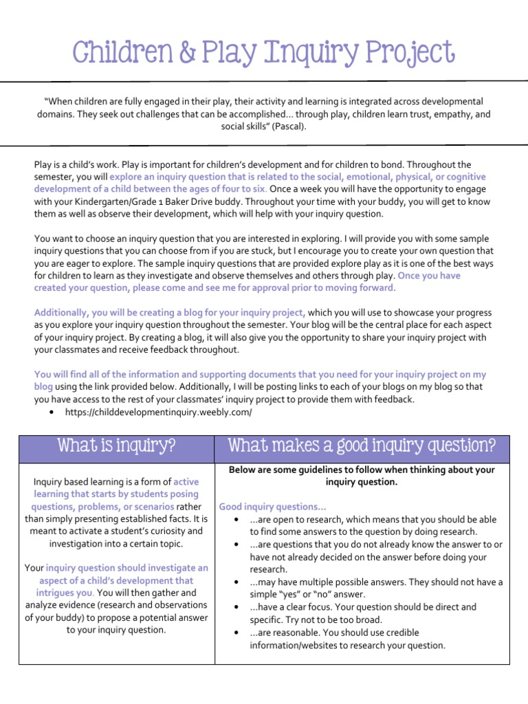 Children & Play Inquiry Project: What Is Inquiry? What Makes A Good ...