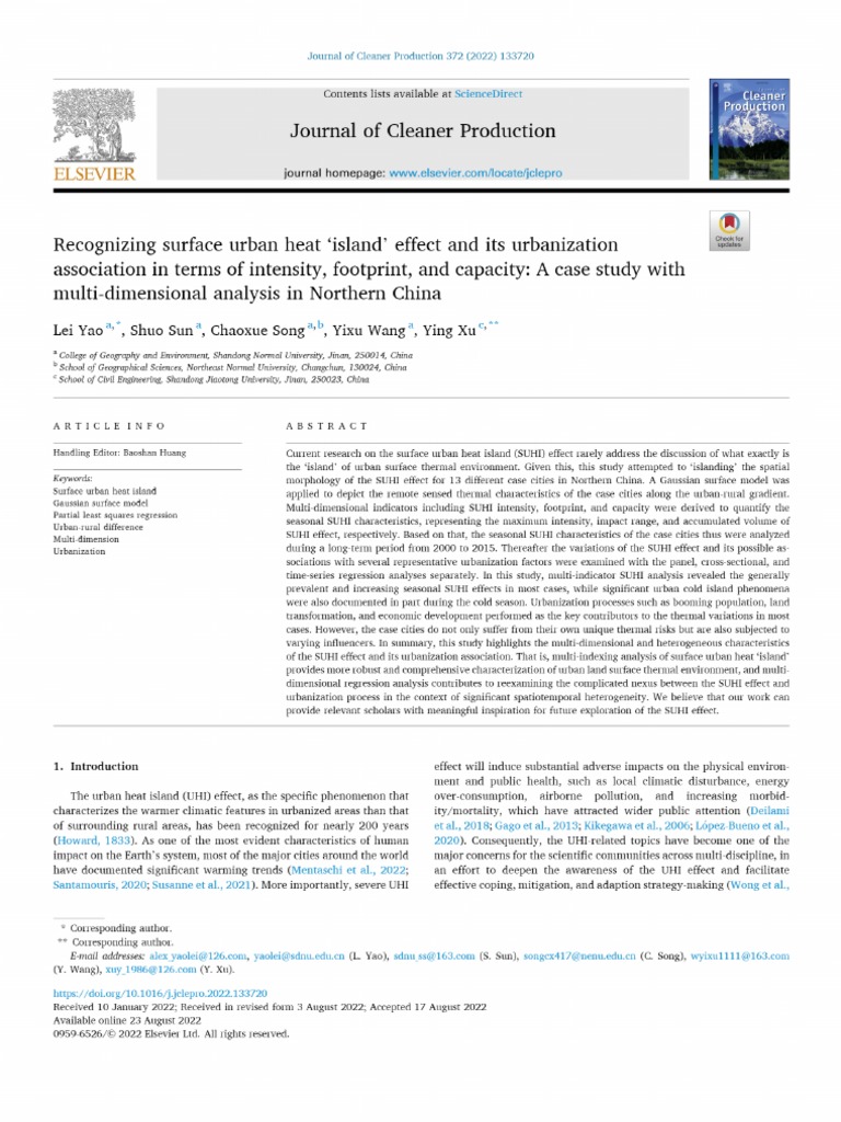 Recognizing Surface Urban Heat Island' Effect and Its Urbanization ... Recognizing Surface Urban Heat Island' Effect and Its Urbanization ...