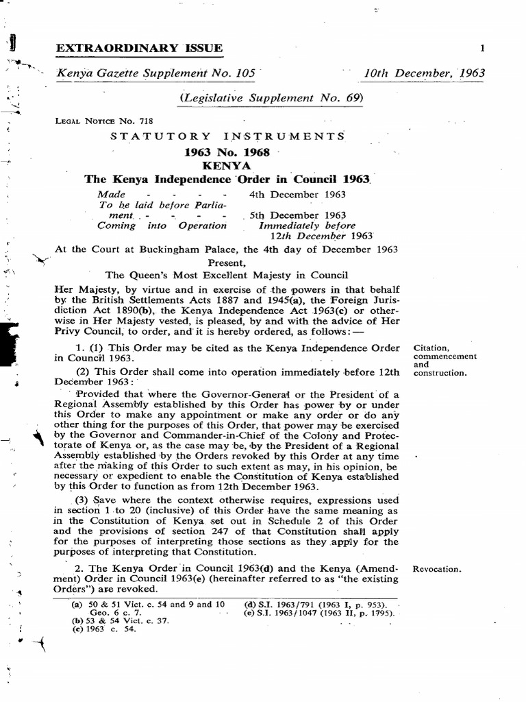 Constitution of Kenya 1963 | PDF | United States House Of ...
