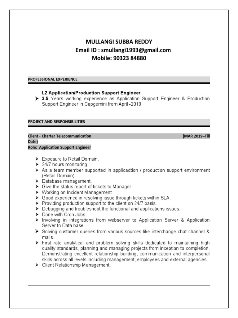 Subba Reddy - Resume | PDF