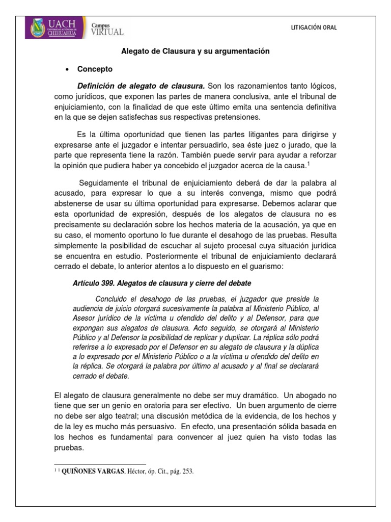 Alegato de Clausura | PDF | Sentencia (ley) | Hablar en público