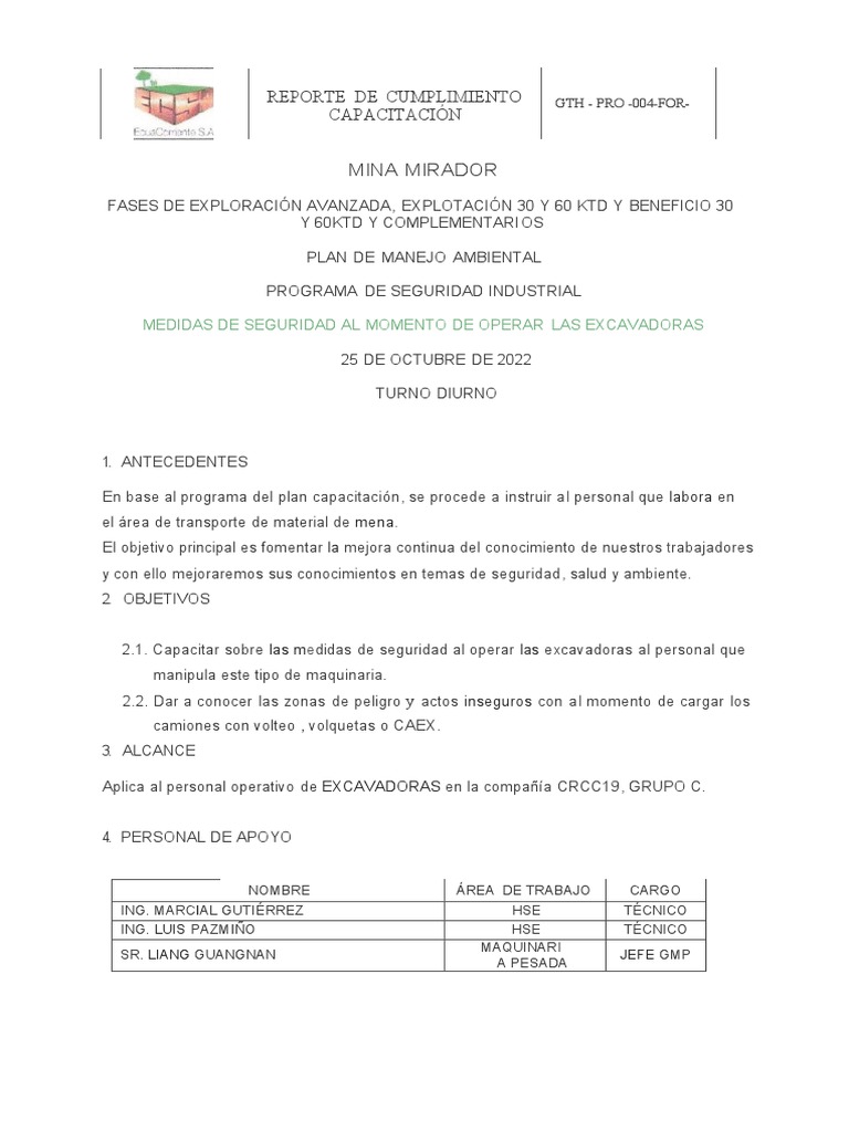 Medidas de Seguridad Al Momento de Operar Las Excavadoras | PDF ...