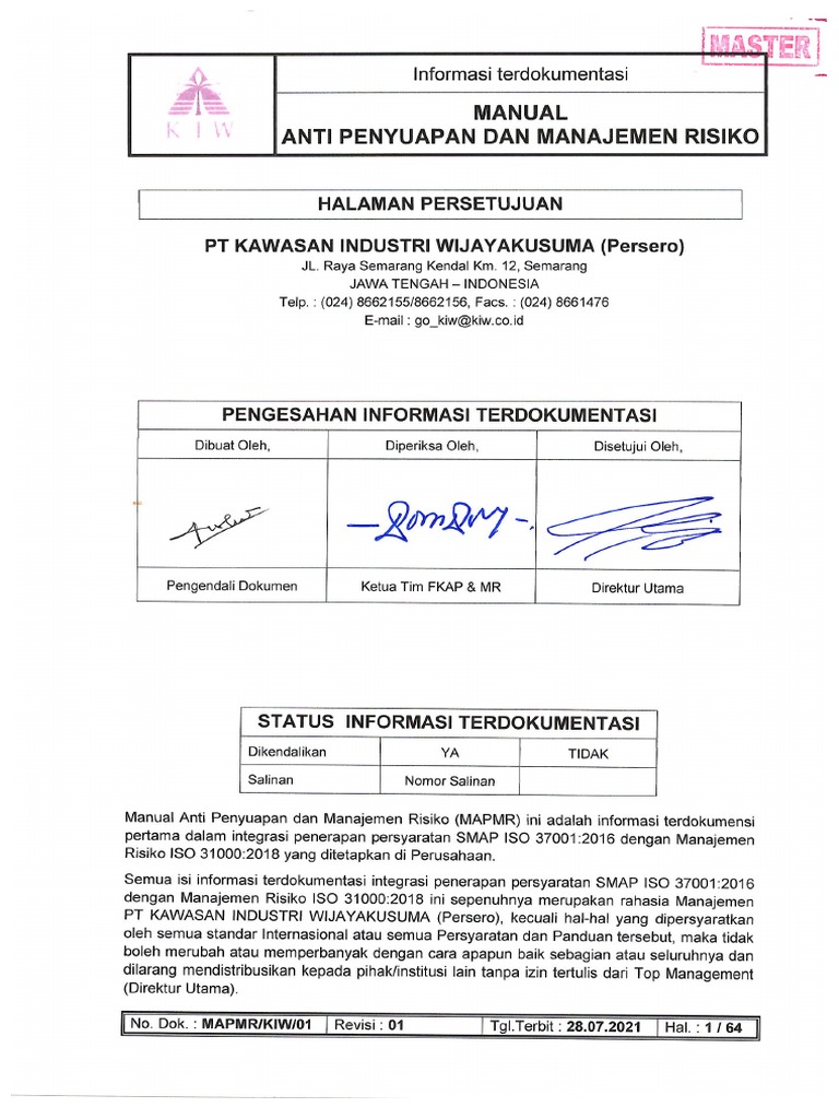 Pedoman Sistem Manajemen Anti Penyuapan PT KIW | PDF