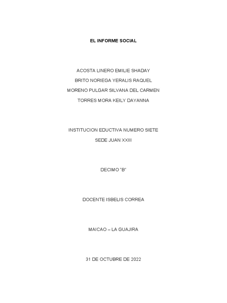 Informe Social | PDF | Trabajo Social