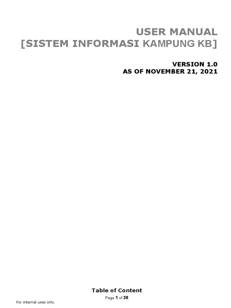 User Manual Sistem Informasi Kampung KB v1.0 | PDF