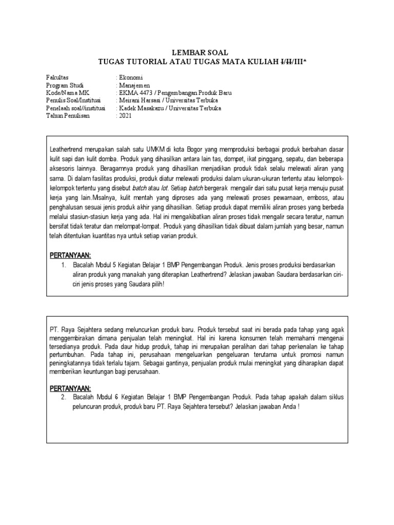 Tugas 3 2022,2 Pengembangan Produk | PDF