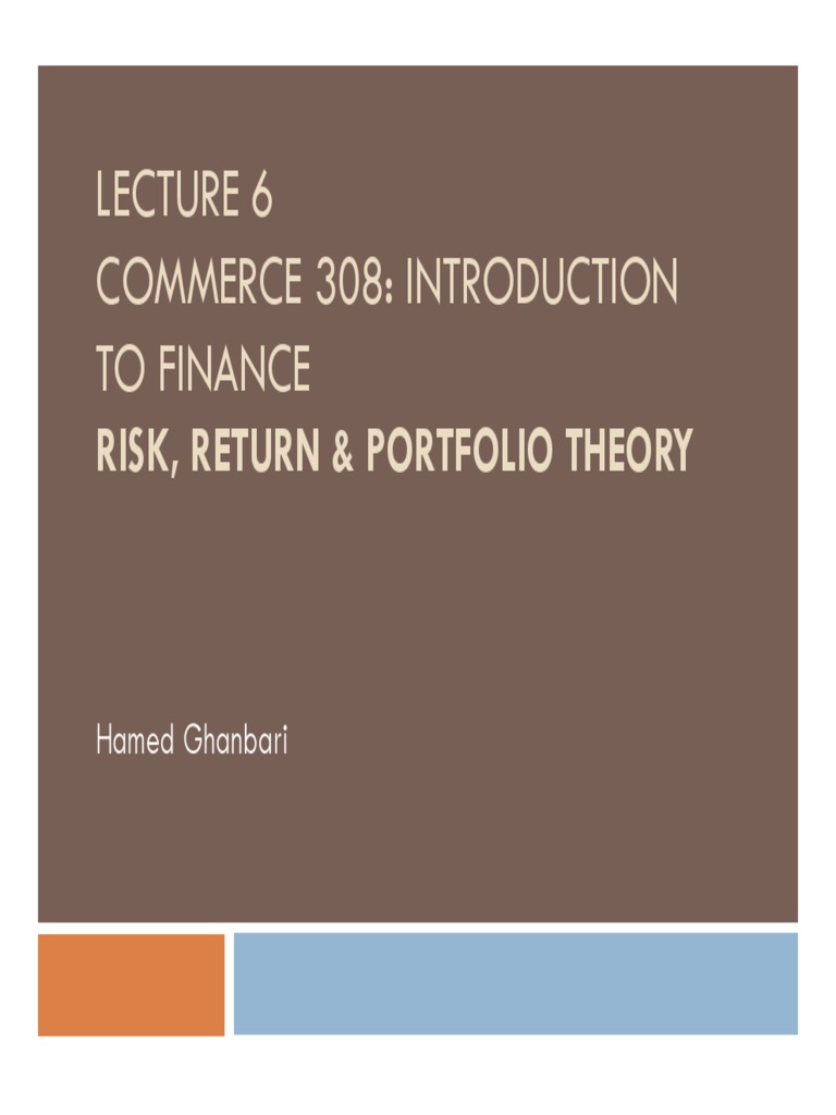 Risk, Return and Portfolio Theory | PDF | Modern Portfolio Theory ...