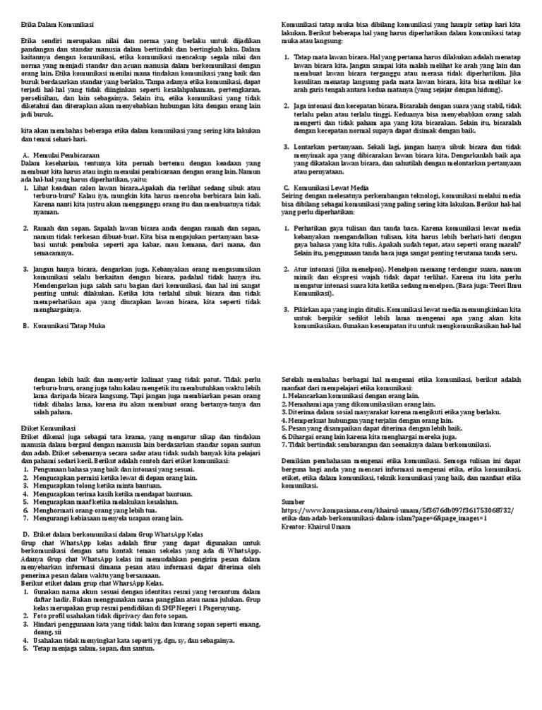 Etiket Dalam Komunikasi - Materi Mpls 2022 | PDF Etiket Dalam Komunikasi - Materi Mpls 2022 | PDF