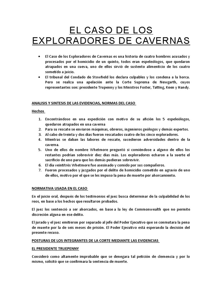 El Caso de Los Exploradores de Cavernas | PDF | La Ley natural | Homicidio